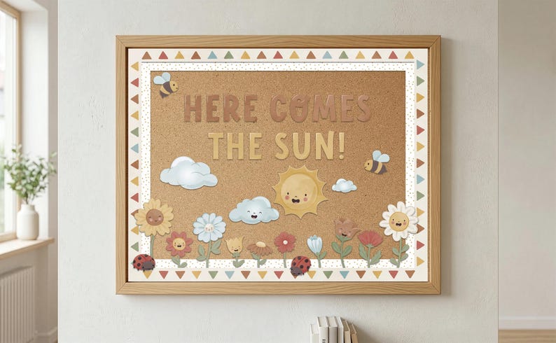 Here Comes the Sun Bulletin Board, Pastel Spring Classroom Decor ...