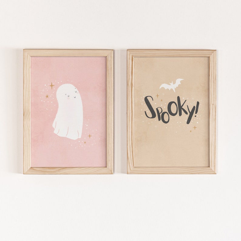 Set of 6 Pastel Halloween Posters Boho Halloween Print Pink - Etsy