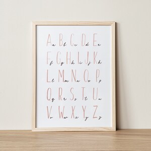 Set of 6 Educational Posters, Alphabet Poster, Blush Pink Wall Art ...