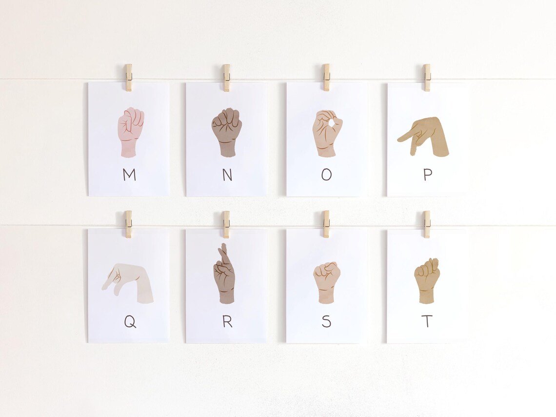 ASL Alphabet Flashcards: Boho Montessori Homeschool Printables (digital ...