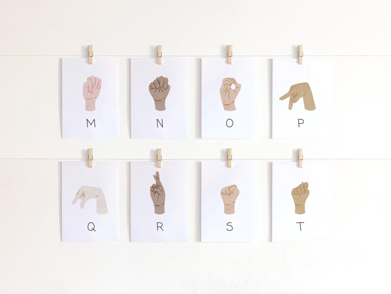 ASL Alphabet Flashcards: Boho Montessori Homeschool Printables (digital ...