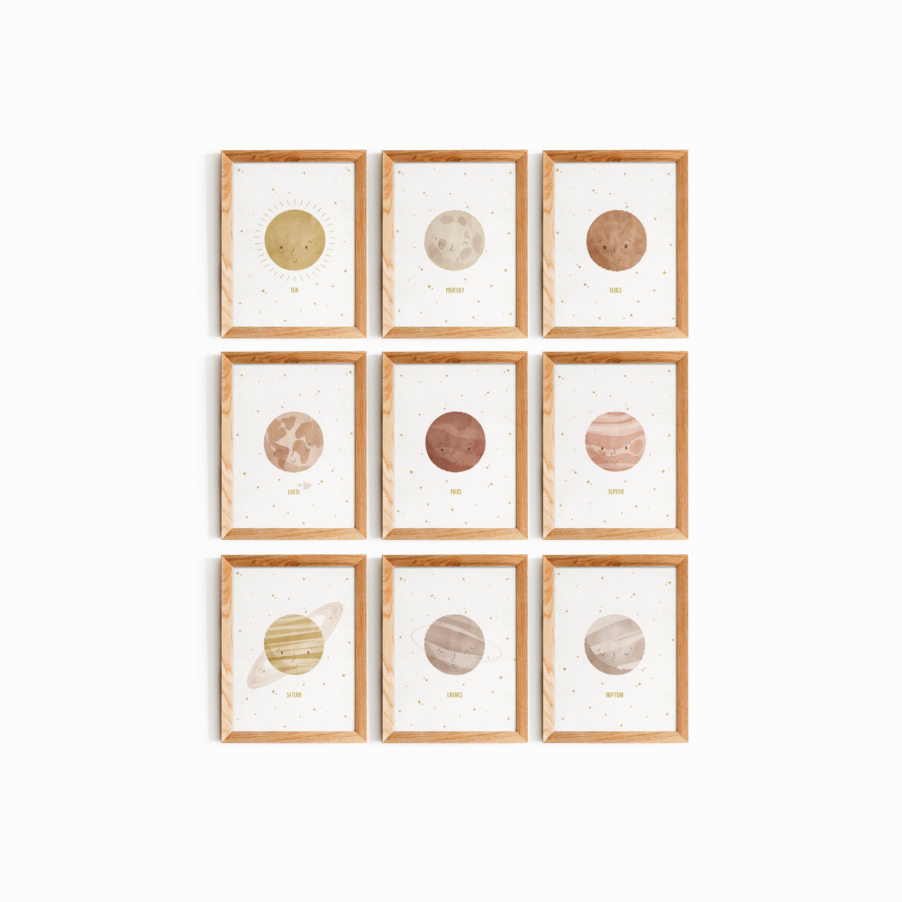 Solar System Boho Print Gallery Wall Set Space Poster | Etsy
