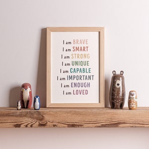 Affirmations for Kids, I Am Enough, Calming Corner Poster, Daily ...