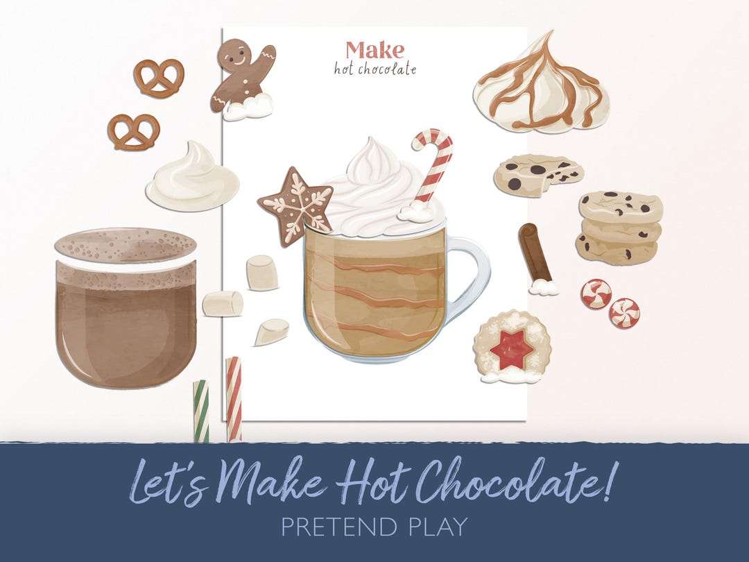 Hot Cocoa Dramatic Play Set, Christmas Café Pretend Game, Make a Hot ...