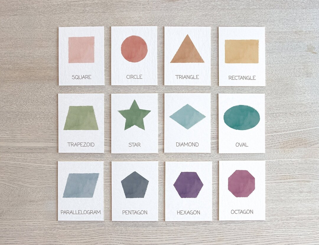 Geometric Shapes Flashcards: Montessori Homeschool Printable (digital ...