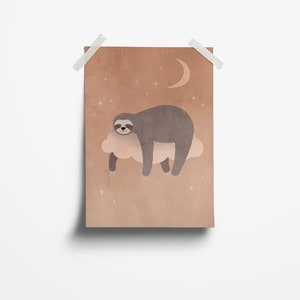 Boho Nursery Sloth Print, Sloth Art Print, Nursery Wall Art, Sloth ...