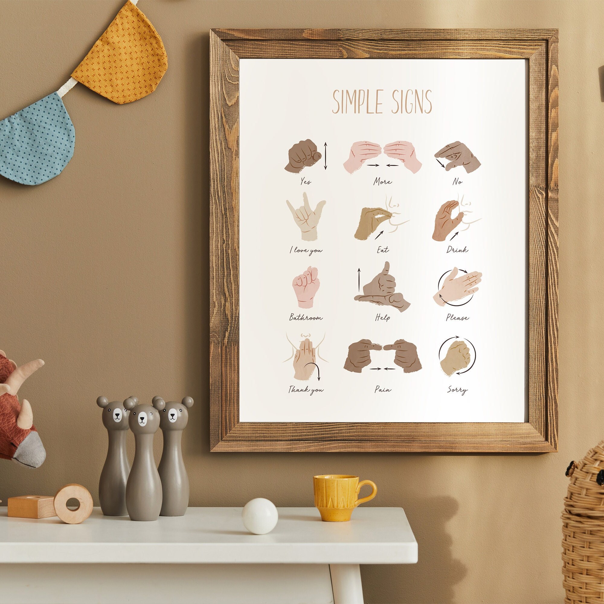 ASL Educational Poster: Simple Sign Language Art (digital Download) - Etsy