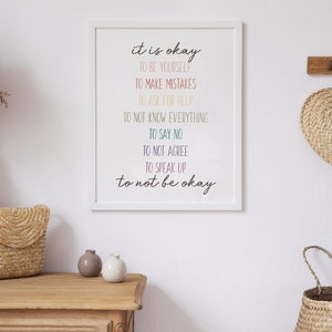 It is Okay, It's OK, Mental Health Poster, Playroom Decor, School ...