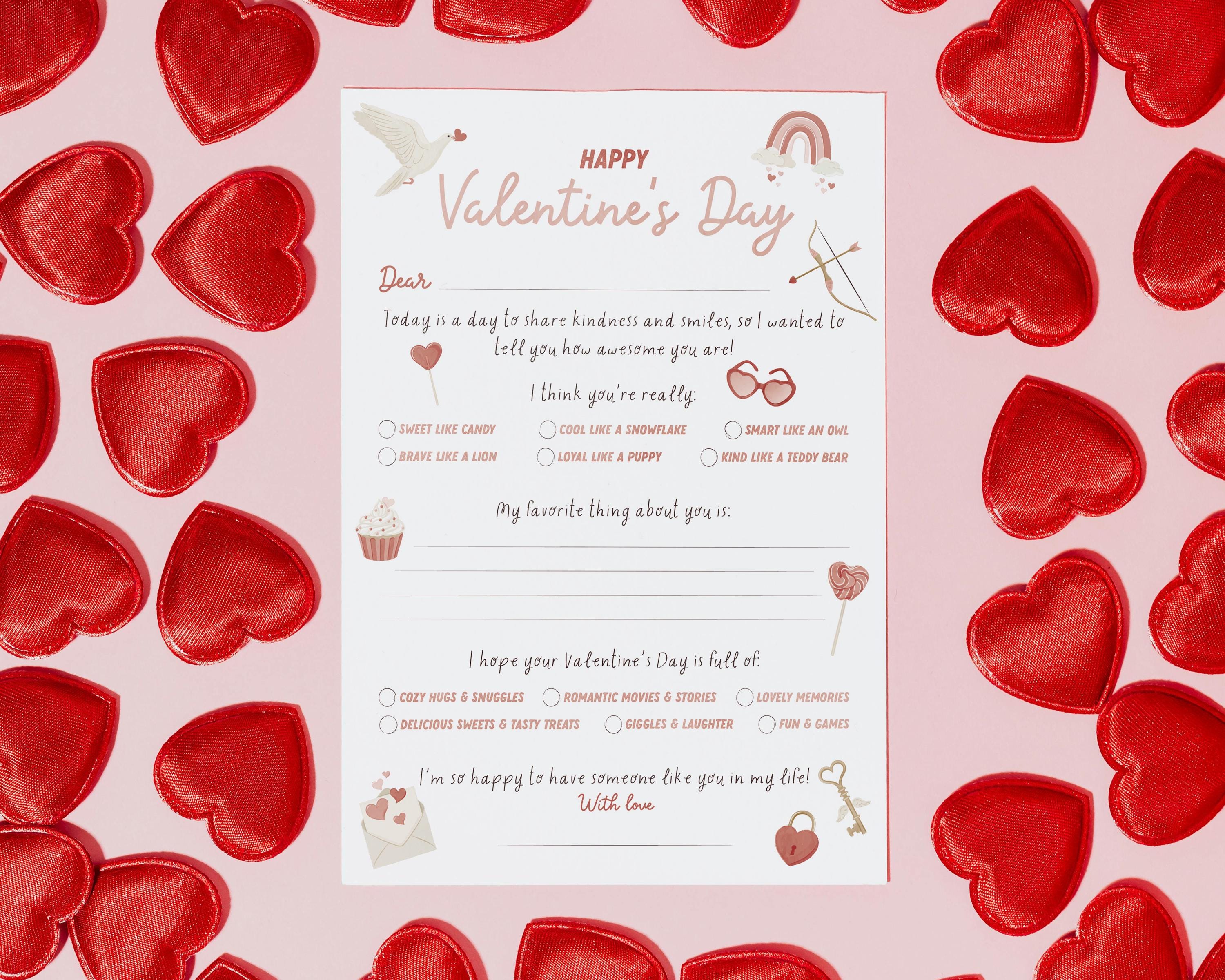 Fill-in Valentine's Day Card: Printable Letter Template (digital ...