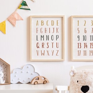 Abc Poster, Alphabet Poster, Playroom Wall Art, Beige Terracotta Green ...