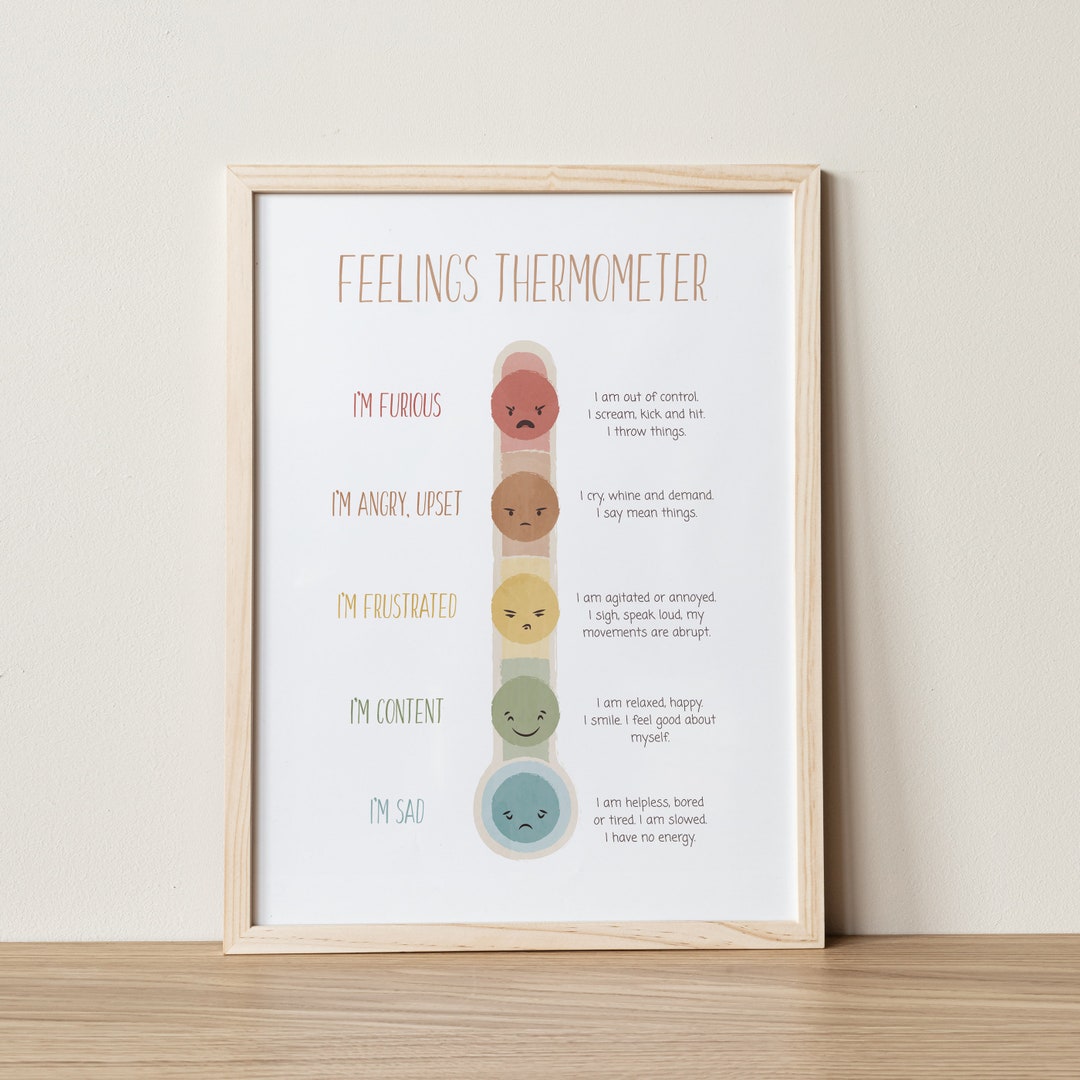 Feelings Thermometer Emotions Chart Educational Posters - Etsy