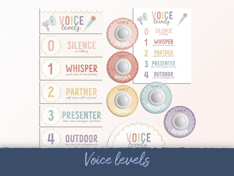 Boho Classroom Voice Level Chart: Calm Decor Printable (digital ...