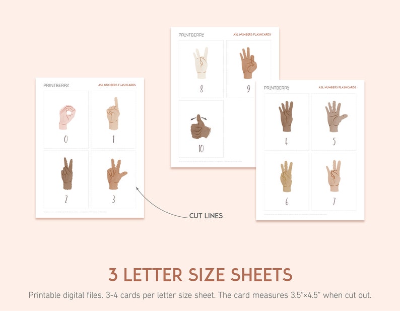 Sign Language Numbers Flash Cards ASL Flash Cards - Etsy