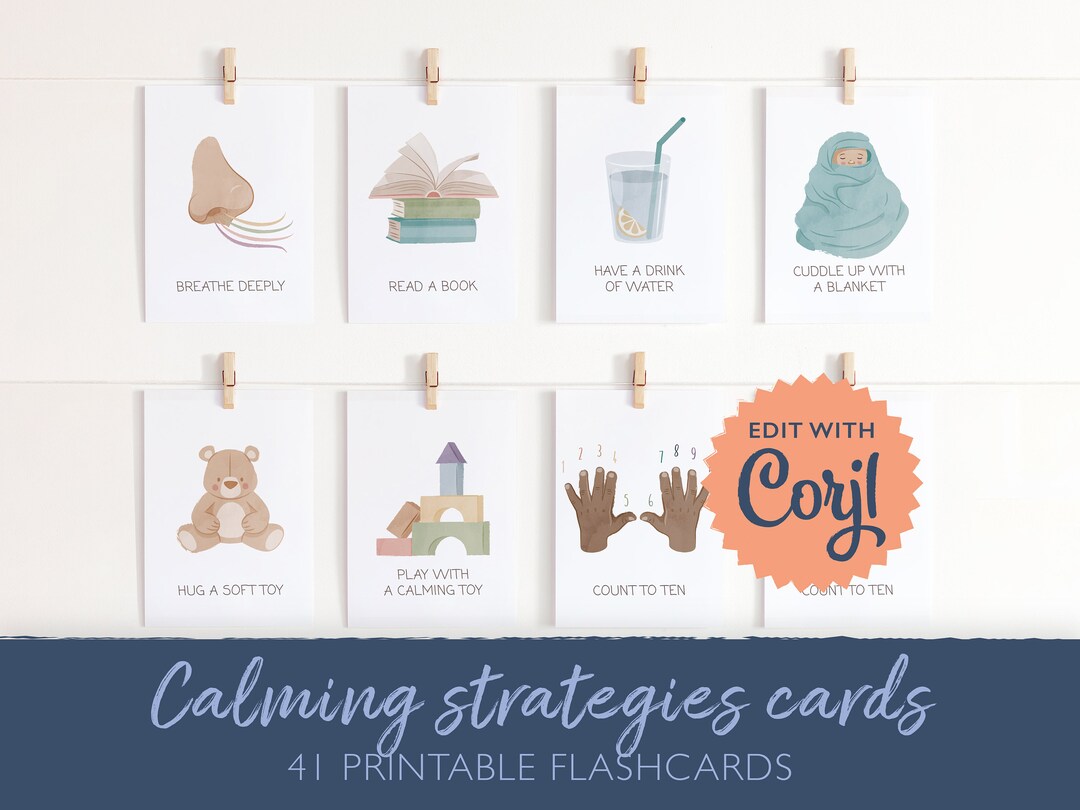 Calming Strategies Flashcards: Montessori Feelings, Techniques (digital ...