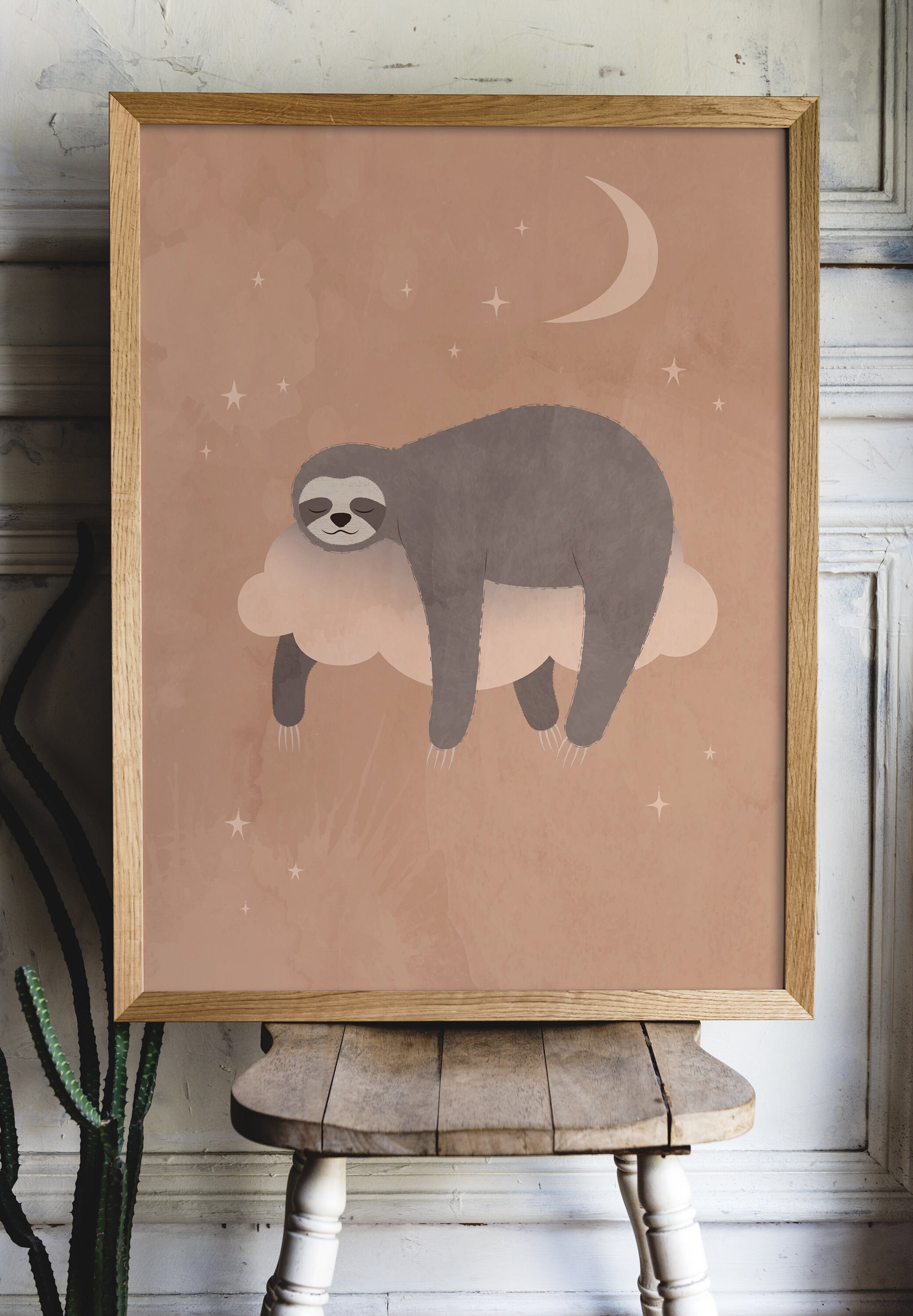 Boho Nursery Sloth Print Sloth Art Print Nursery Wall Art | Etsy