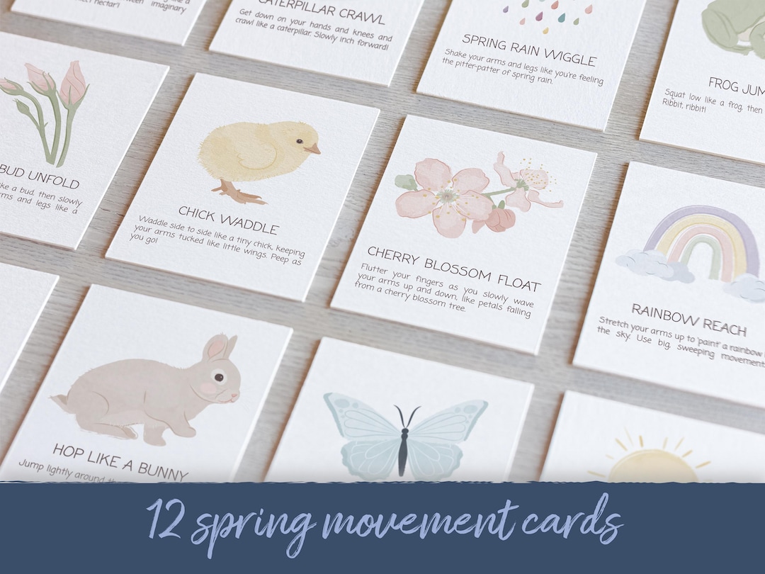Spring Movement Cards for Kids: Montessori Flashcards (digital Download ...