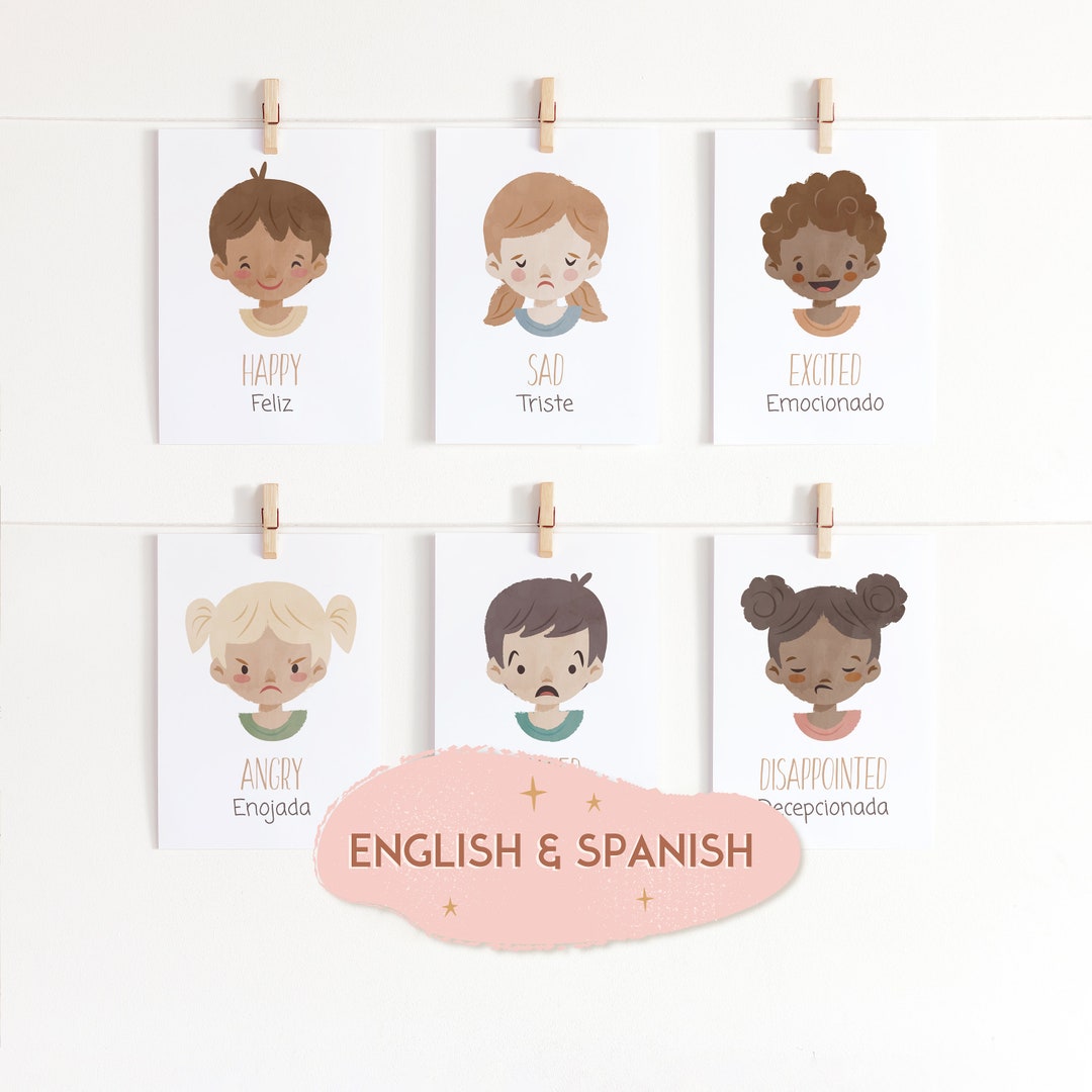 English to Spanish Emotions Flashcards, Feelings Flash Cards ...
