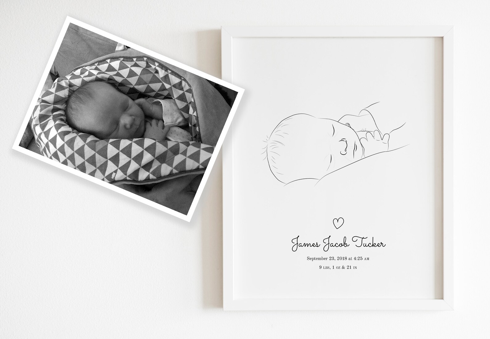 Custom Birth Stat Print Newborn Portrait From Photo With Baby - Etsy