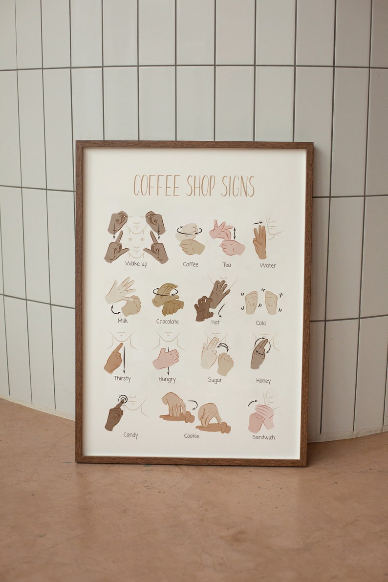 ASL Coffee Shop Poster: American Sign Language Art (digital Download ...