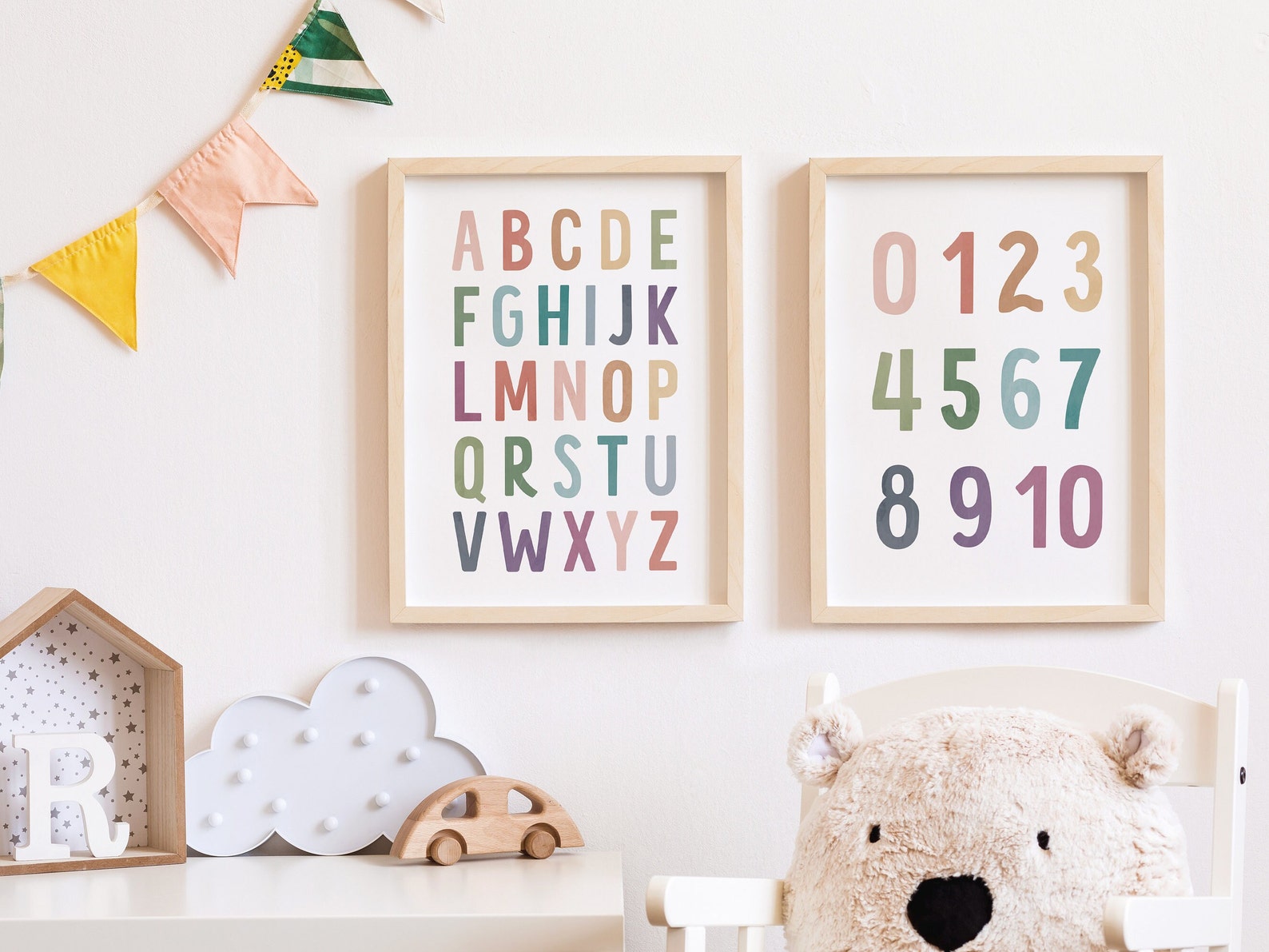 Rainbow Alphabet & Numbers Poster ABC Print 2 Piece Wall - Etsy