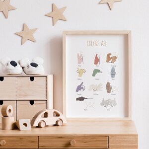 ASL, American Sign Language Art, Colors Poster, Educational Posters ...