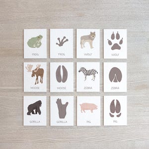 Animal Tracks Flashcards Montessori Matching Game, Nature Study Cards ...