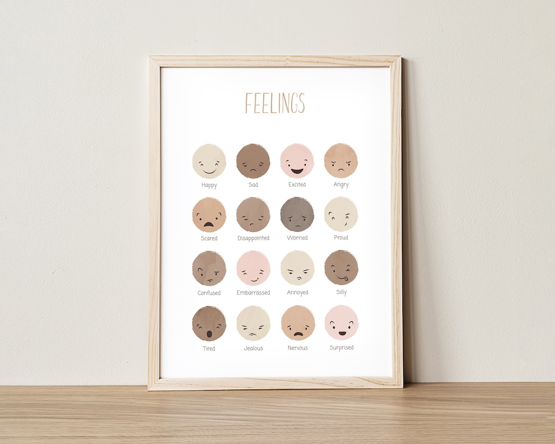 Boho Feelings Chart, Emotions Poster, Calming Corner, Educational ...