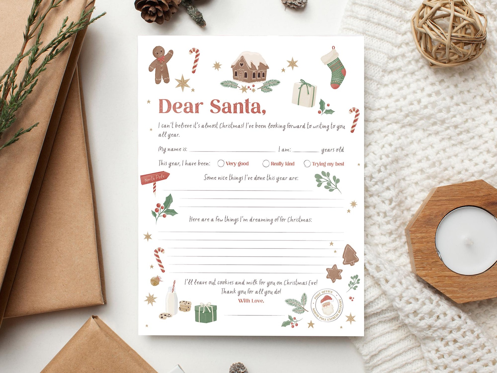 Kids' Christmas Wish List: Dear Santa Letter Template (digital Download ...