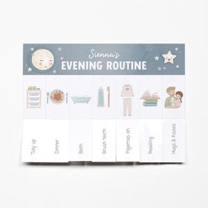 Editable Evening Routine Chart, Planning Toddler Bedtime Routine, Flip ...