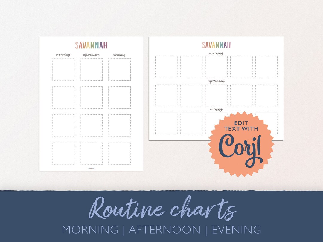 Morning Evening Routine Chart, Daily Routine Checklist, Kids Routine ...