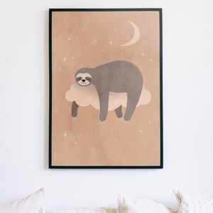 Boho Nursery Sloth Print, Sloth Art Print, Nursery Wall Art, Sloth ...