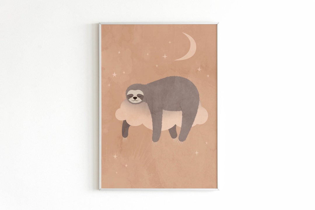 Boho Nursery Sloth Print, Sloth Art Print, Nursery Wall Art, Sloth ...