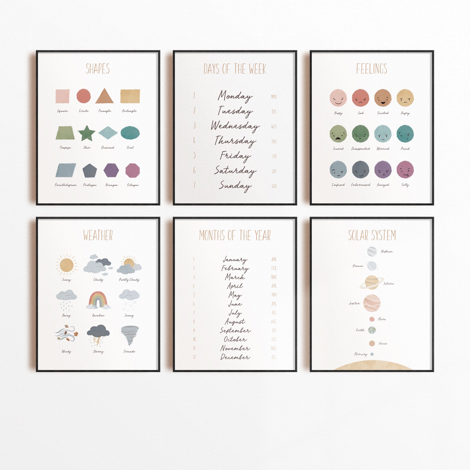 Set Of 6 Educational Posters Classroom Decor Homeschool | Etsy