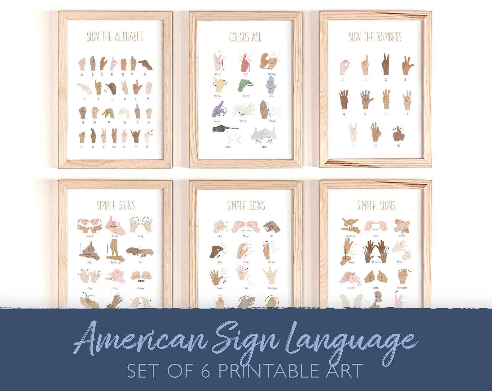 ASL Alphabet Poster Set: Baby Sign Language, Educational Art (digital ...