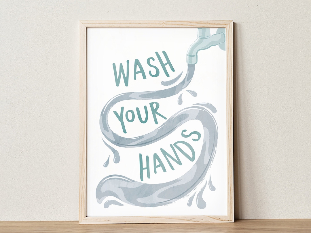 Wash Your Hands Sign Printable, Kids Bathroom Sign, Wash Hands Poster ...