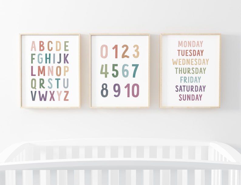 Alphabet & Numbers Poster Set: Colorful Nursery Decor (digital Download ...