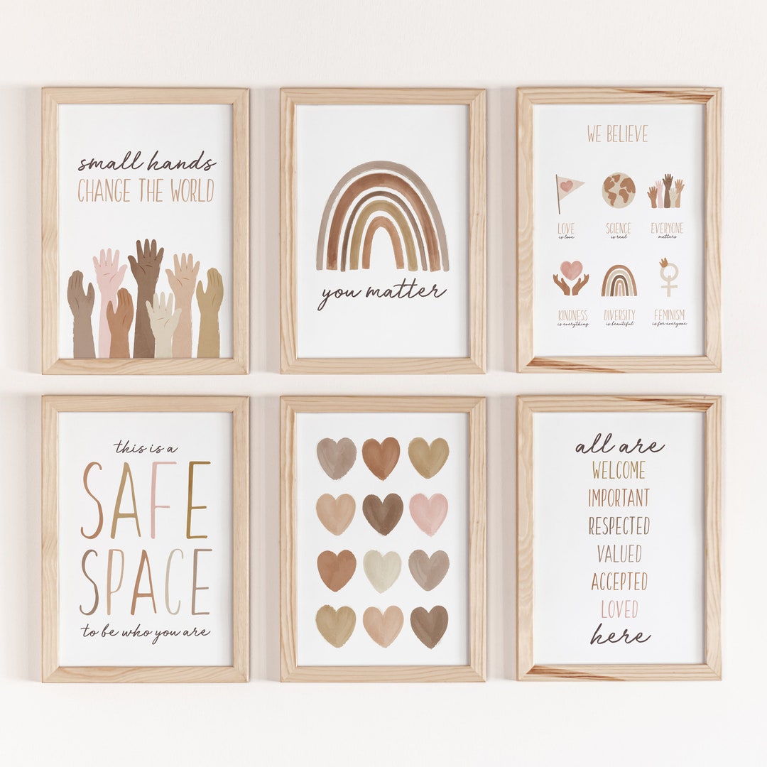 Inclusive Classroom Art Set of 6, Diversity Posters, Gallery Wall Set ...