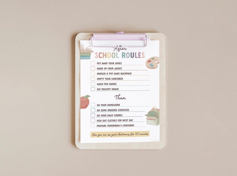 Editable Before & After School Checklist: Daily Routine Chart (digital ...