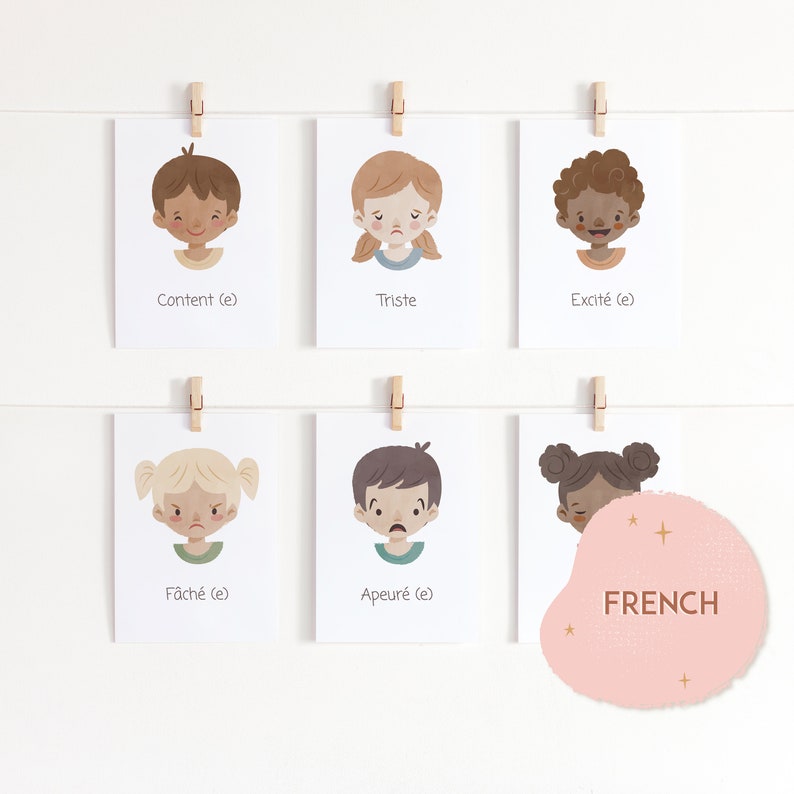 French Flashcards Emotion Flashcards Feelings Flash Cards - Etsy