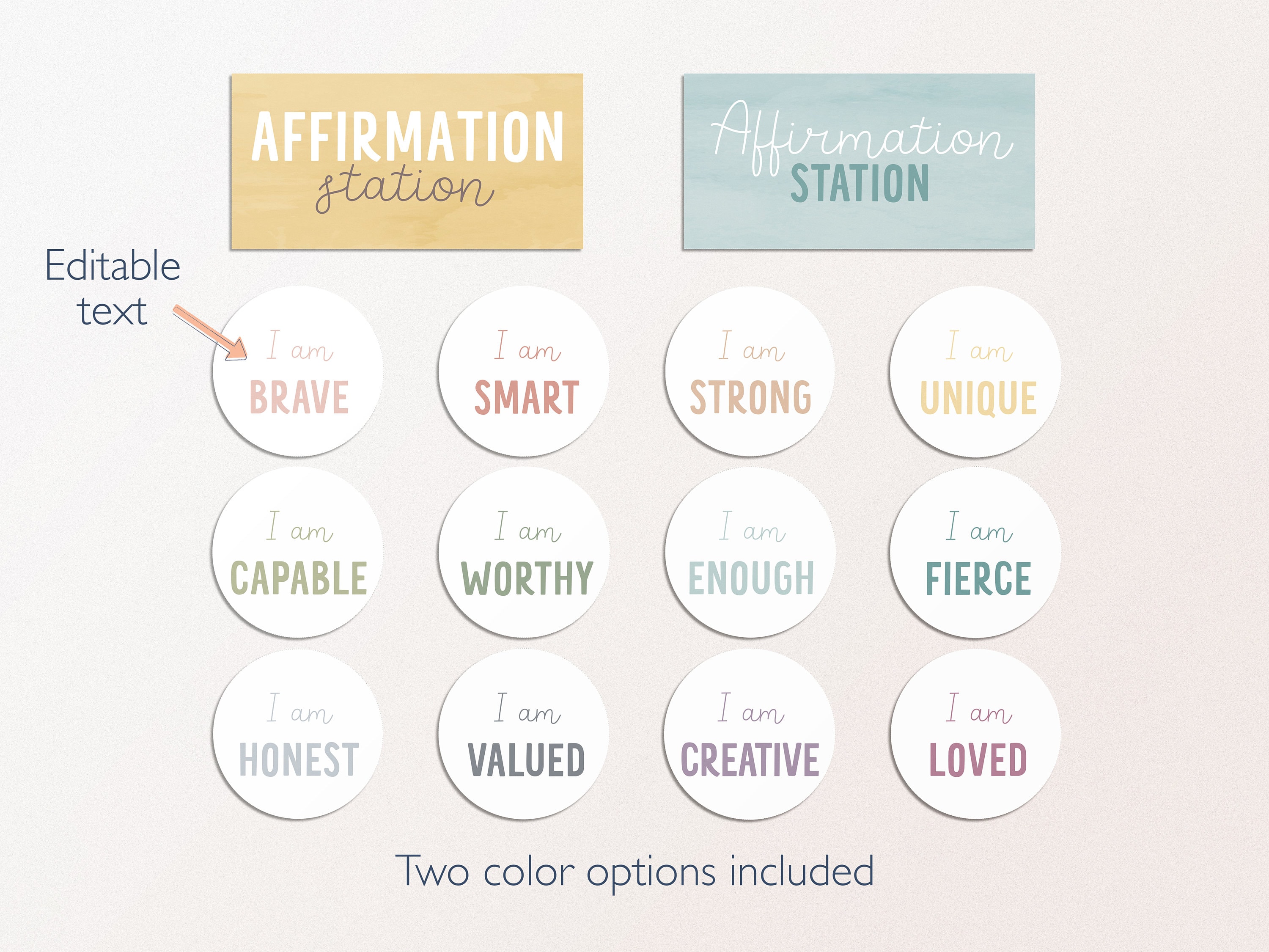 Boho Rainbow Affirmation Station: Editable Classroom Decor (digital ...