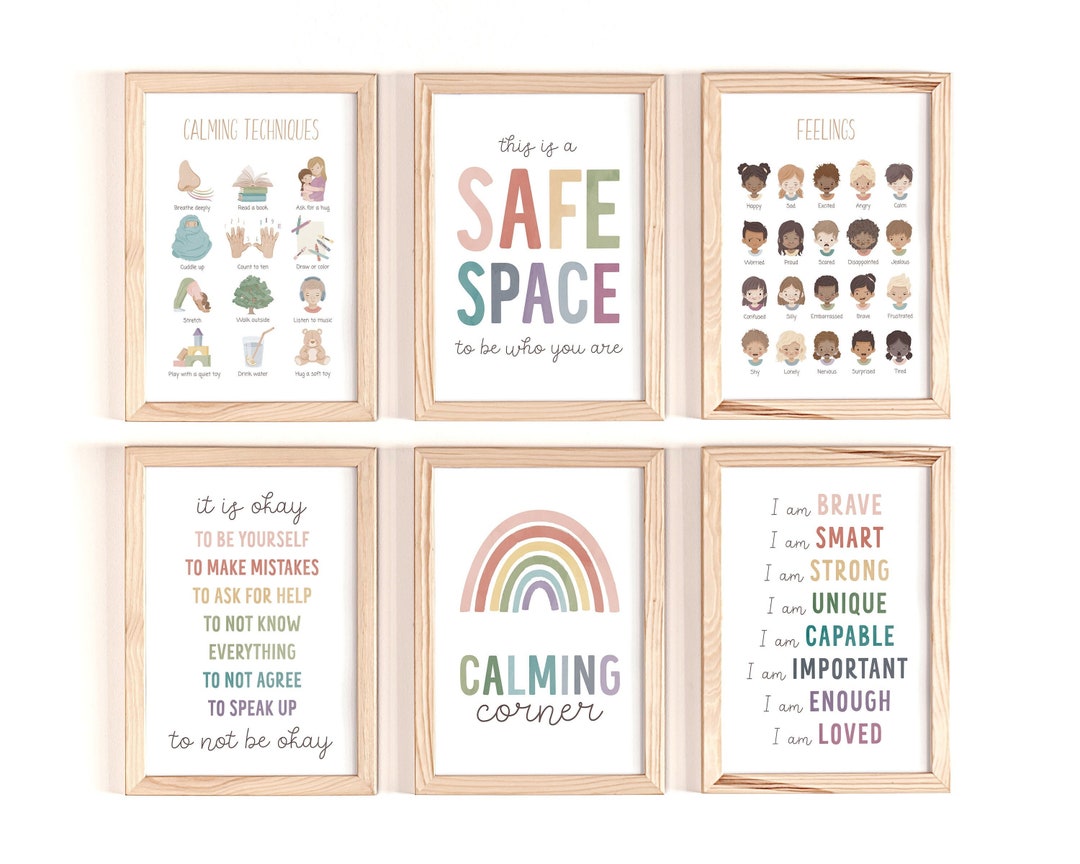 Set of 6 Calming Corner Posters, Calming Strategies, Feelings Poster ...