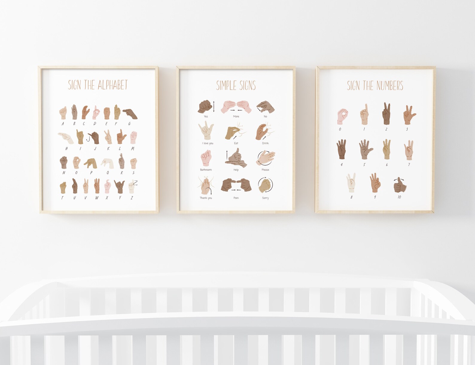 ASL American Sign Language 3 Piece Wall Art Alphabet - Etsy