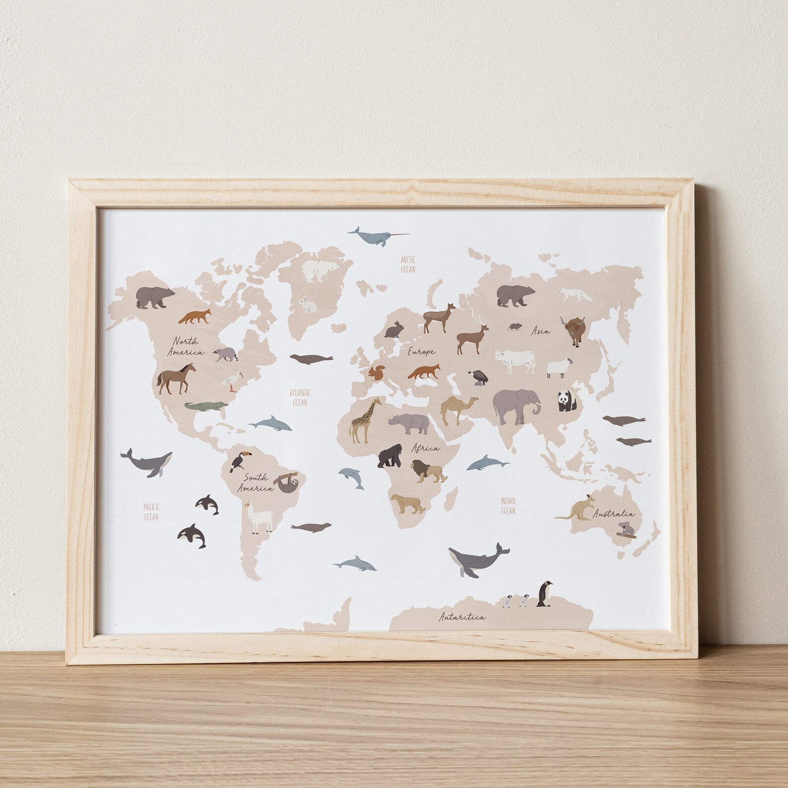 Animal World Map World Map Poster Playroom Wall Decor - Etsy