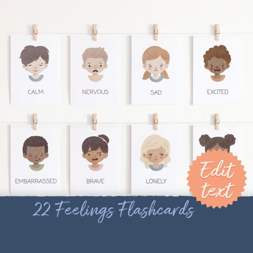 Emotions Flash Cards Montessori Printable Preschool - Etsy
