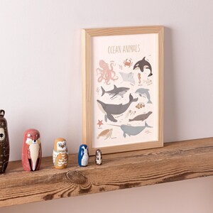 Ocean Animals Montessori Print, Homeschool Decor, Sea Life Educational ...