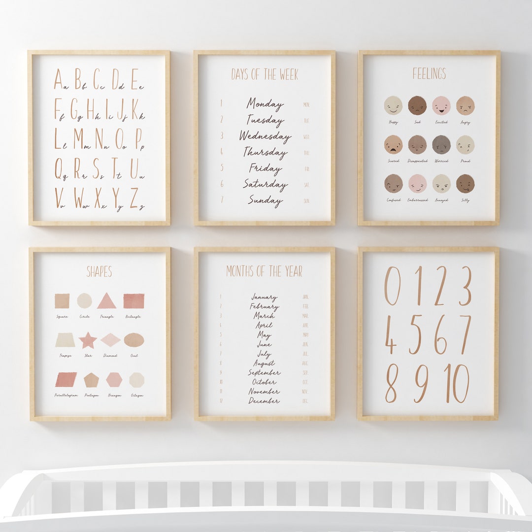 Set of 6 Educational Posters, Alphabet Poster, Classroom Poster ...