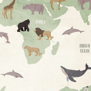 Animal World Map Poster: Safari Nursery Decor (digital Download) - Etsy