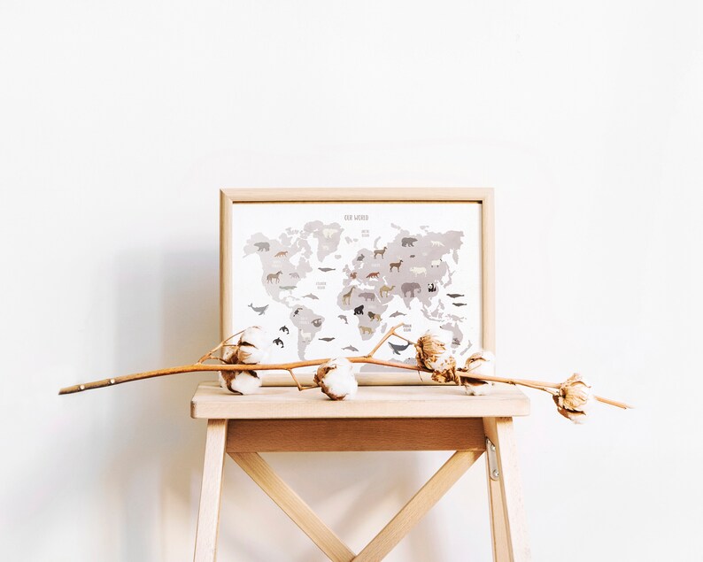 Animal World Map World Map Animals World Map Poster Animals | Etsy
