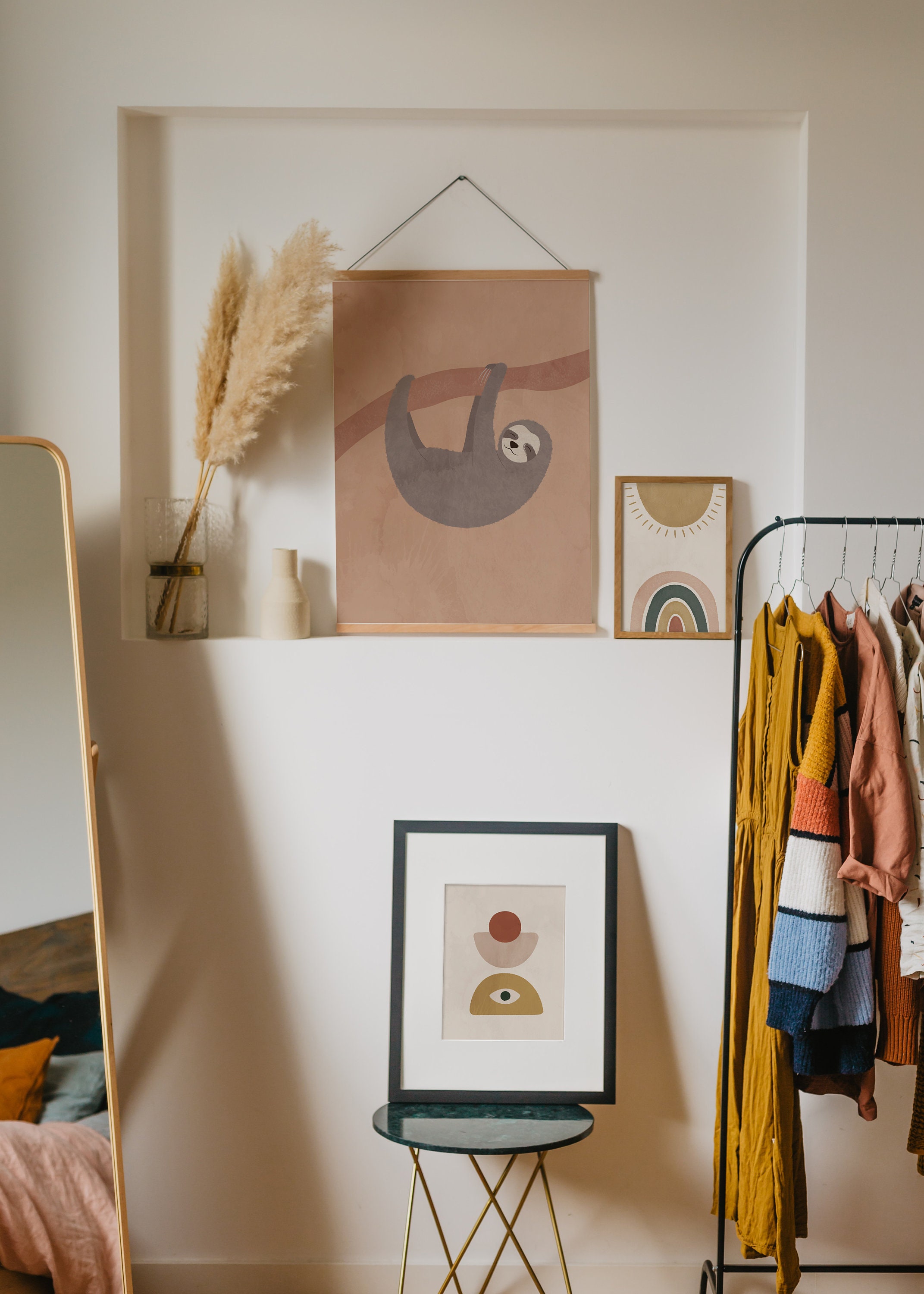 Boho Nursery Sloth Print Sloth Art Print Nursery Wall Art | Etsy