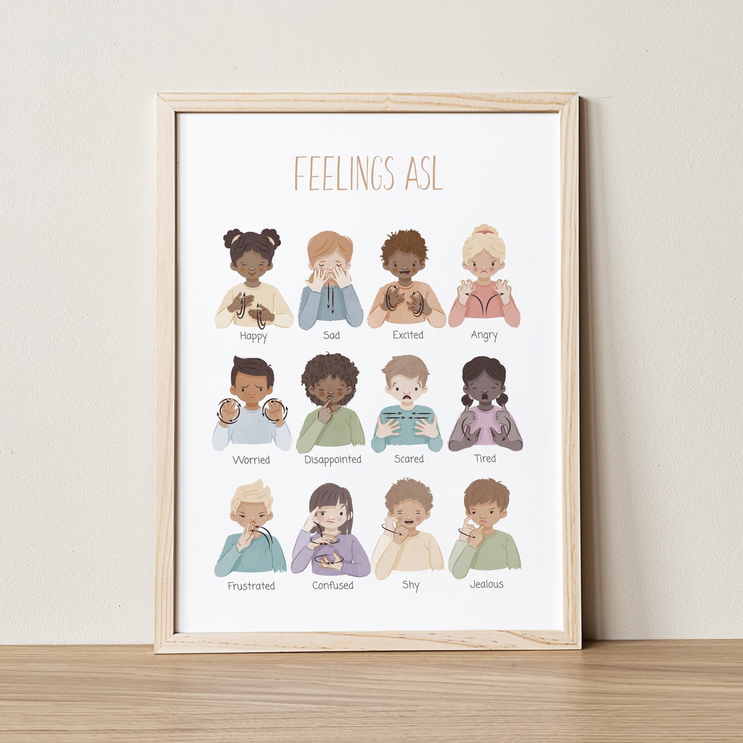 Buy ASL Feelings Chart, Emotions Sign Language Poster, Educational ...
